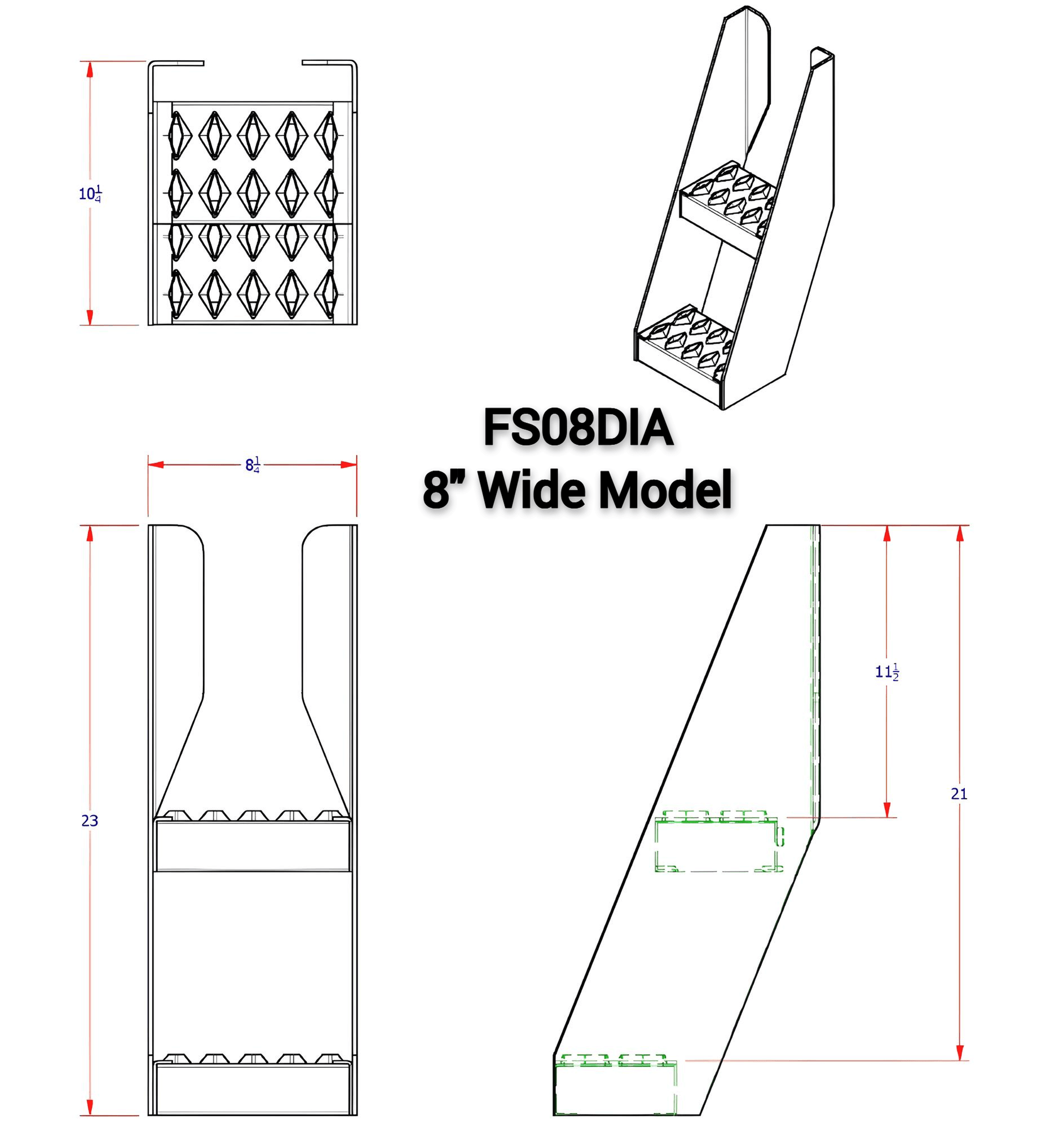 HD Semi Truck Frame Step 8" or 12" Width