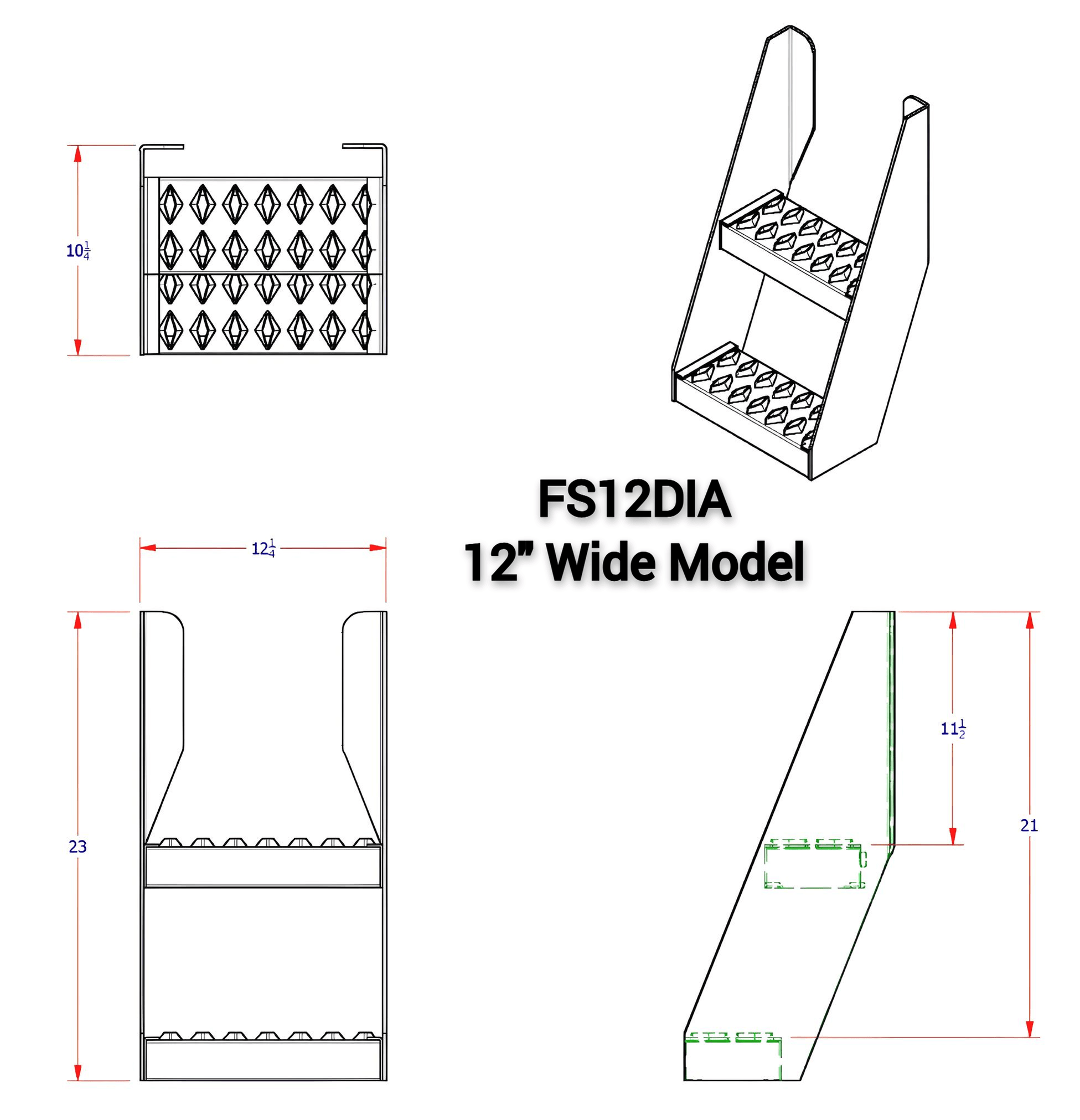 HD Semi Truck Frame Step 8" or 12" Width
